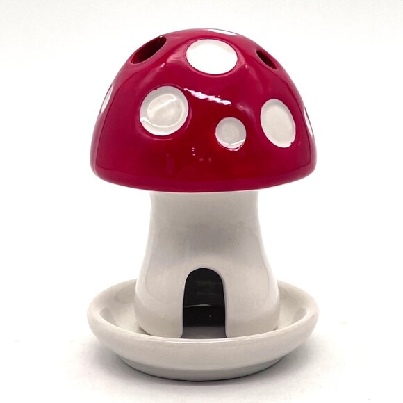 Other | Ceramic Red White Mushroom Incense Burner With Tray Incense 4 ...